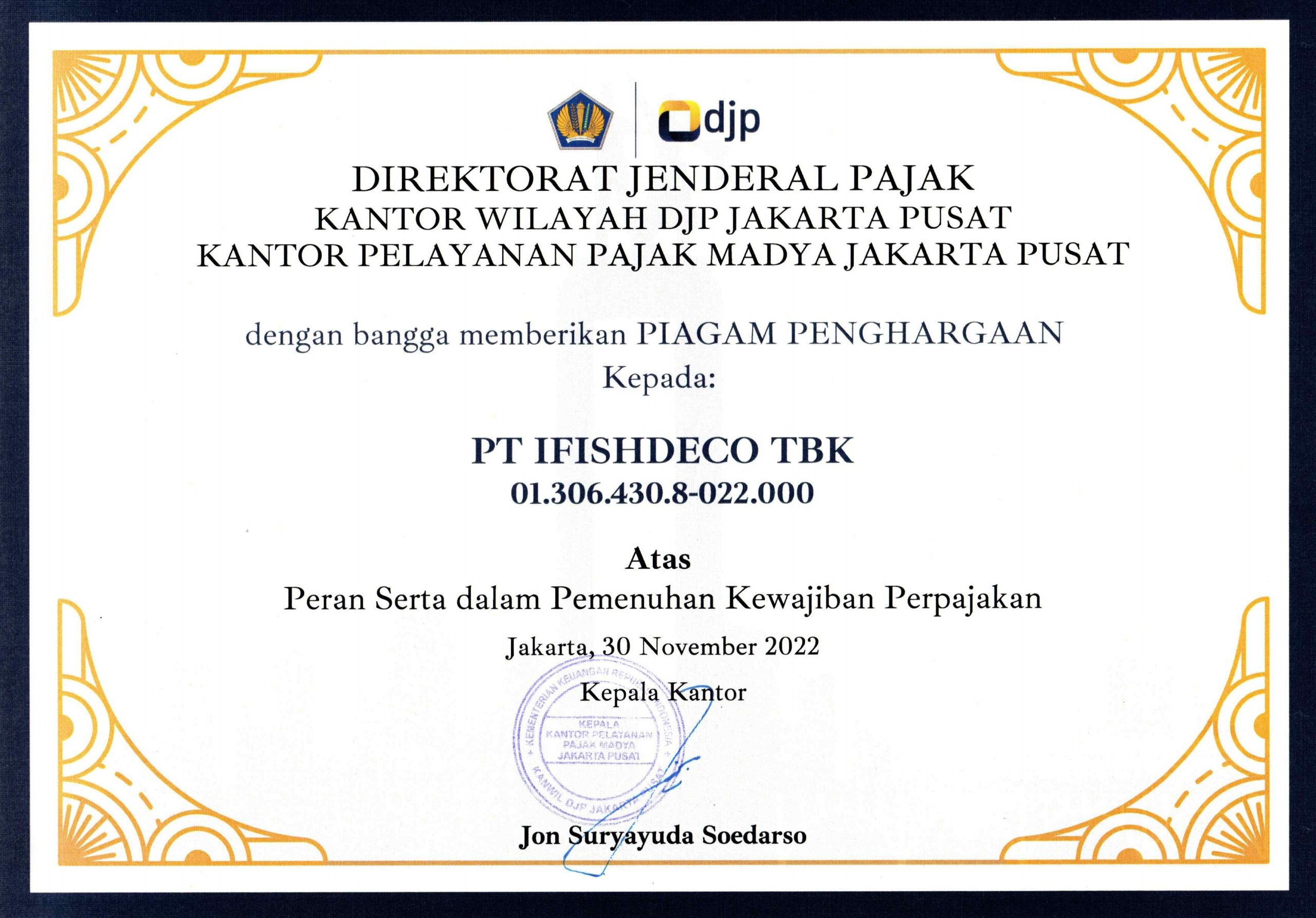 Awards & Certifications - PT IFISHDECO Tbk.